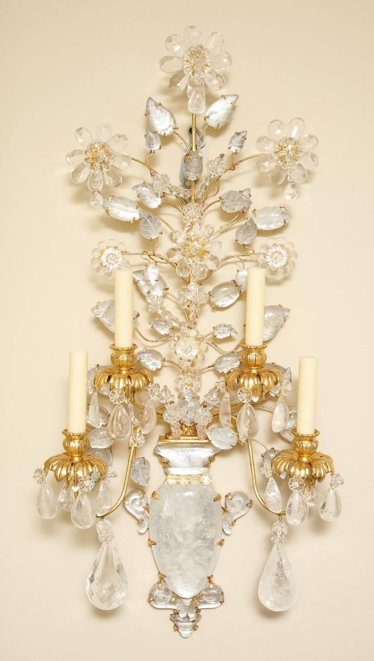 Pair of New Rock Crystal Sconces at 1stDibs
