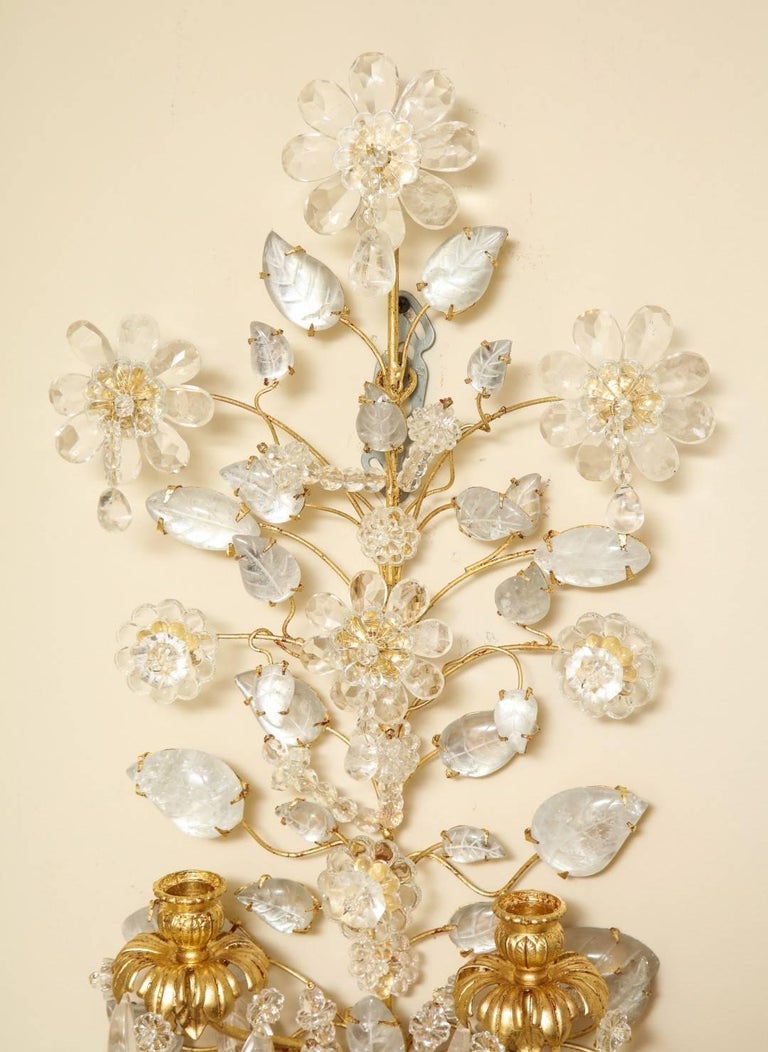 Pair of New Rock Crystal Sconces at 1stDibs