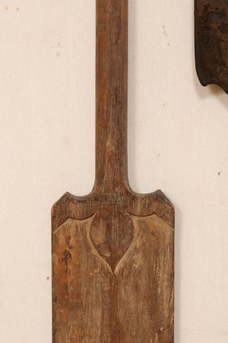 Pair of Nice Hand-Carved Wood Boat Oars from Kerala, South India at 1stDibs