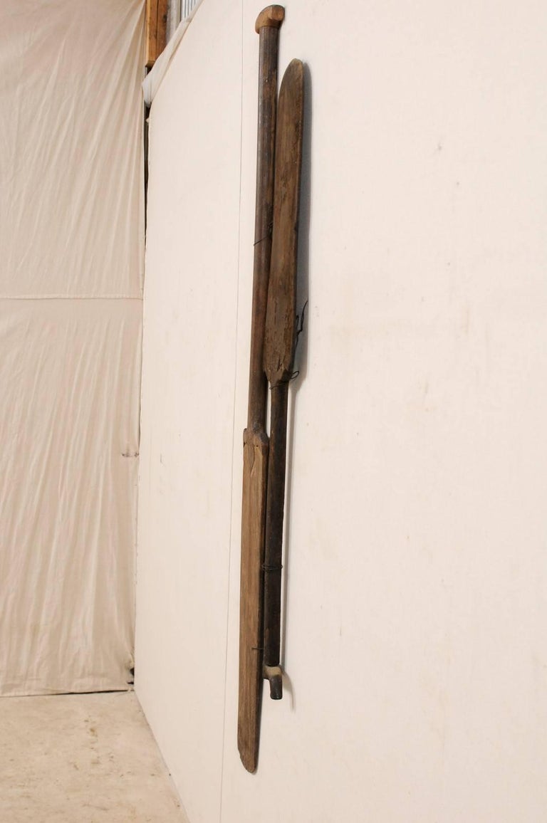 Pair of Nice Hand-Carved Wood Boat Oars from Kerala, South India at ...