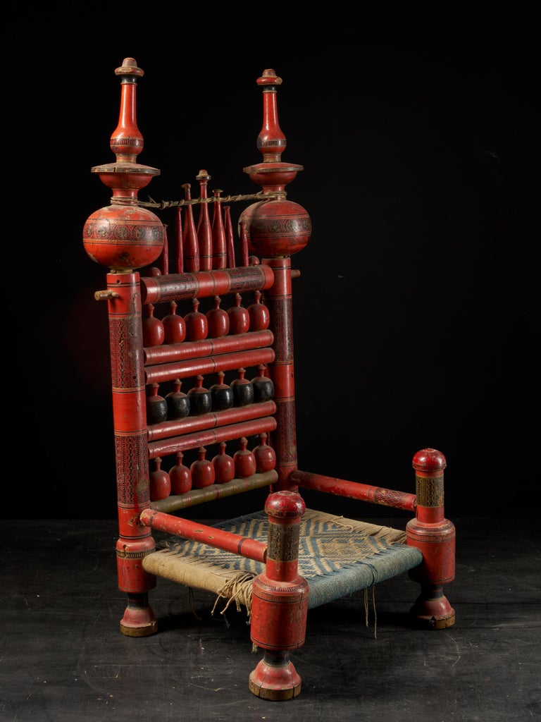 Pair of Old Punjabi Handcrafted Wooden Tribal Wedding Chairs For Sale ...