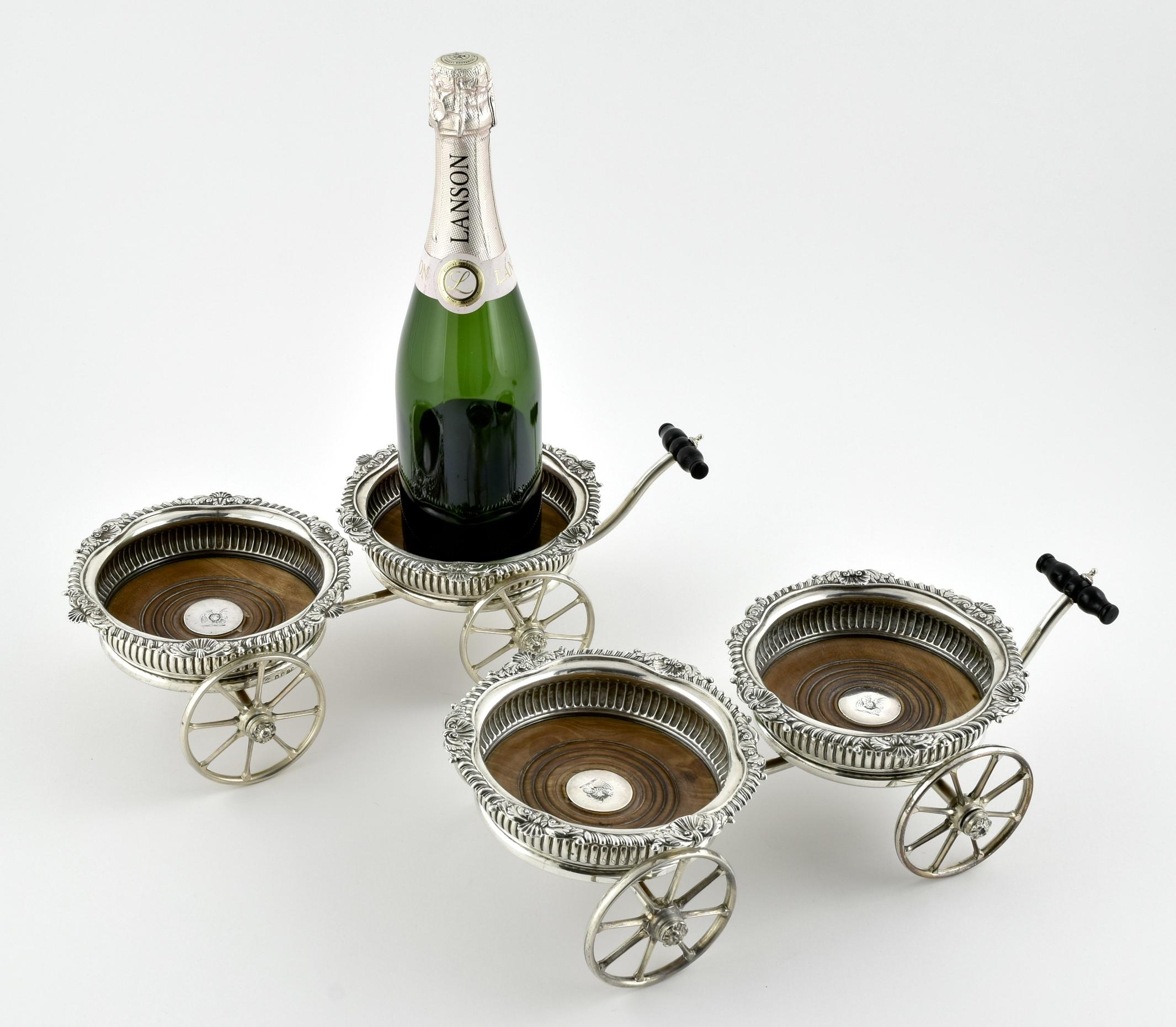 A pair of old Sheffield plate trolley coasters For Sale at 1stDibs