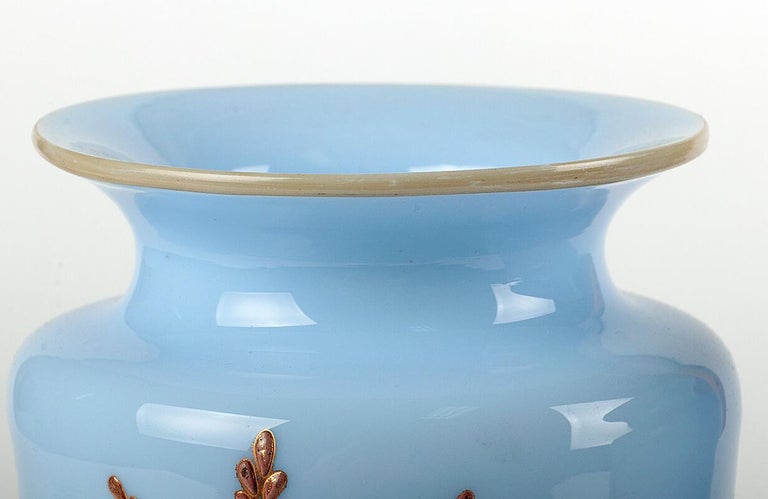 Pair of Opaline Glass Painted Victorian Vases For Sale at 1stDibs | victorian vases for sale