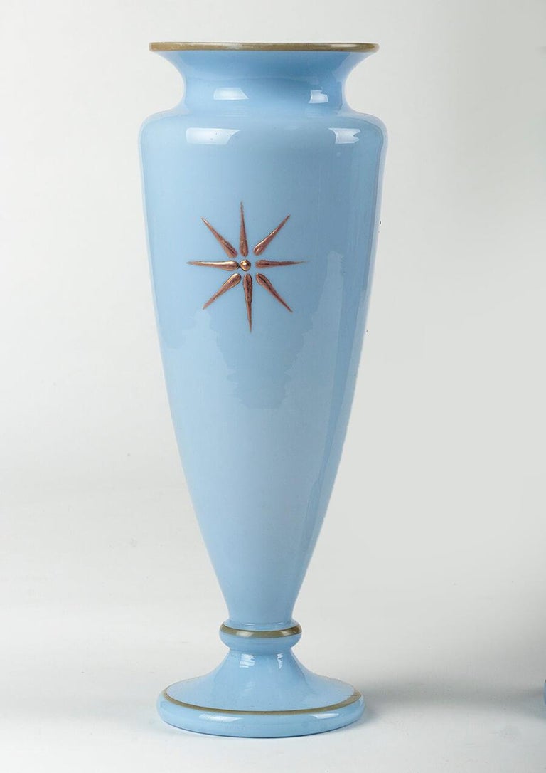 Pair of Opaline Glass Painted Victorian Vases For Sale at 1stDibs | victorian vases for sale