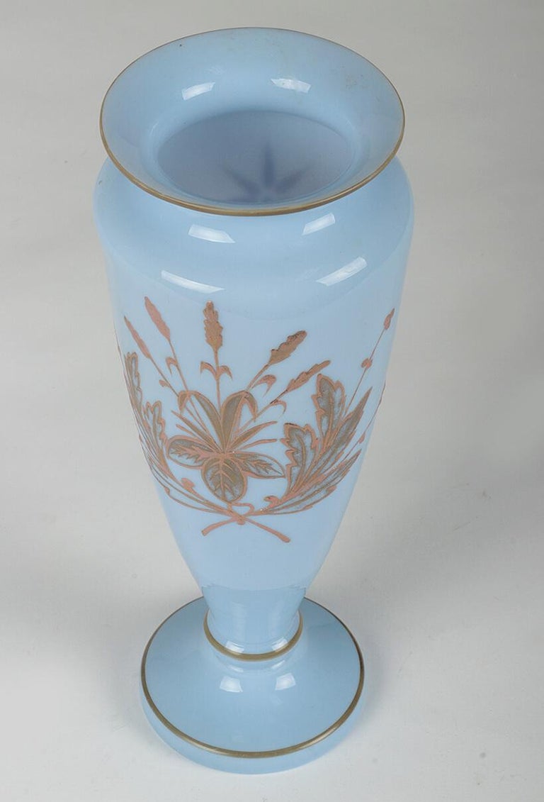 Pair of Opaline Glass Painted Victorian Vases For Sale at 1stDibs | victorian vases for sale
