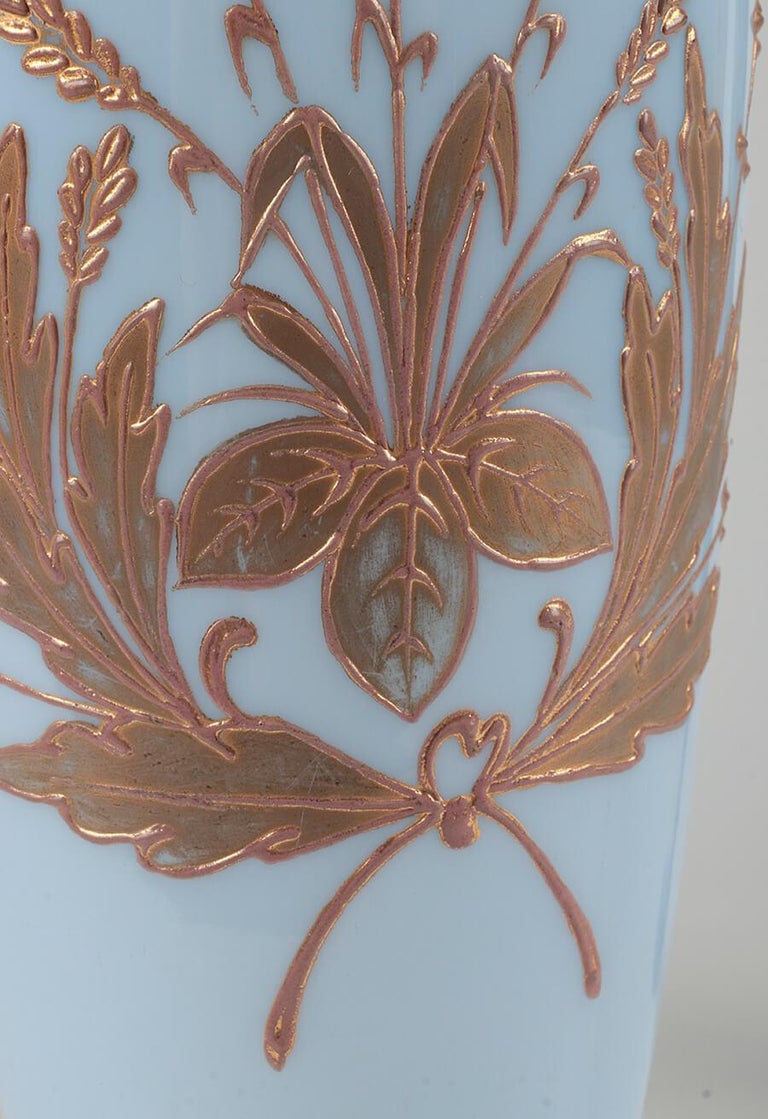 Pair of Opaline Glass Painted Victorian Vases For Sale at 1stDibs | victorian vases for sale