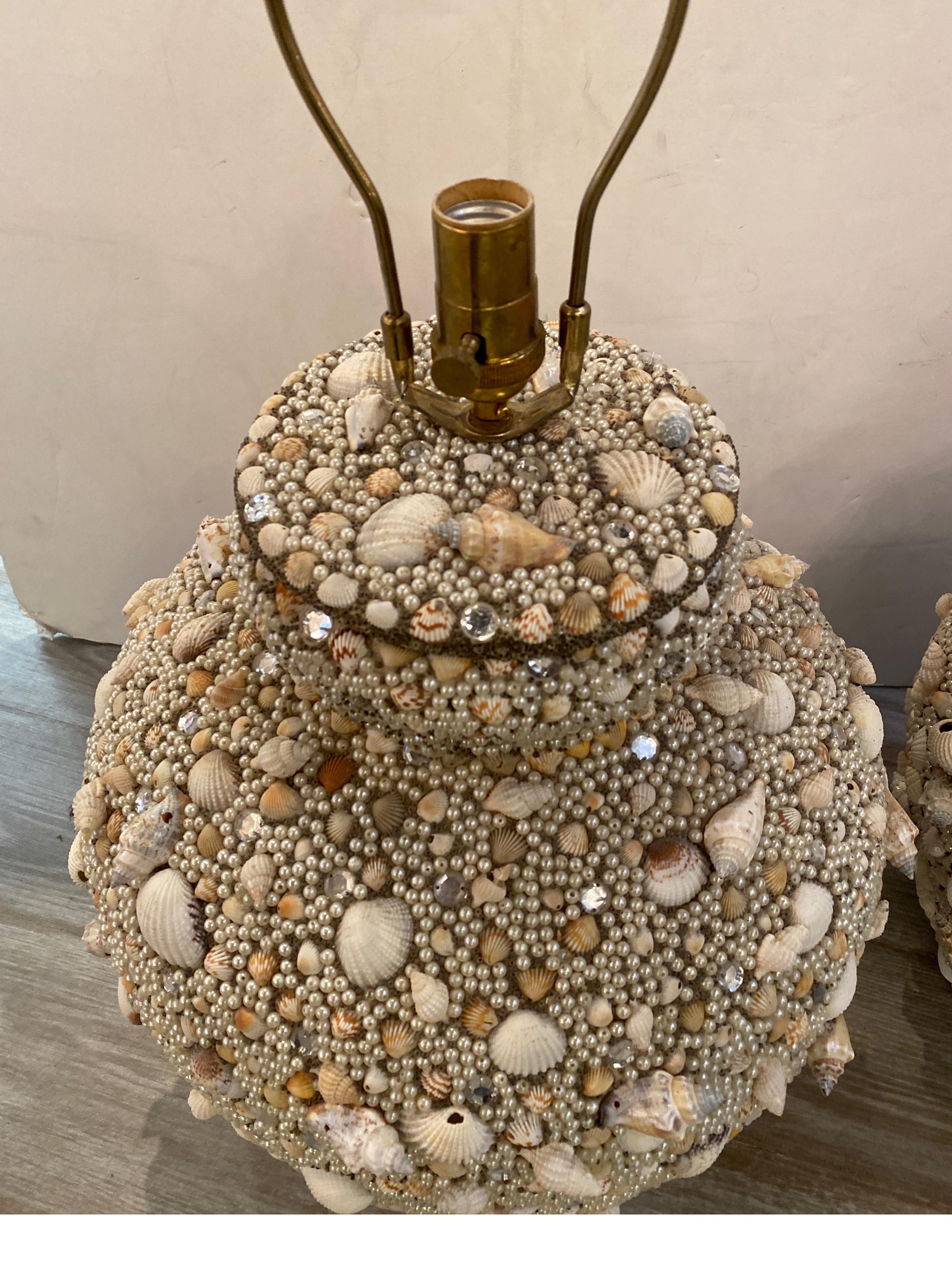 Pair of Oversize Shell and Pearl Table Lamps For Sale at 1stDibs
