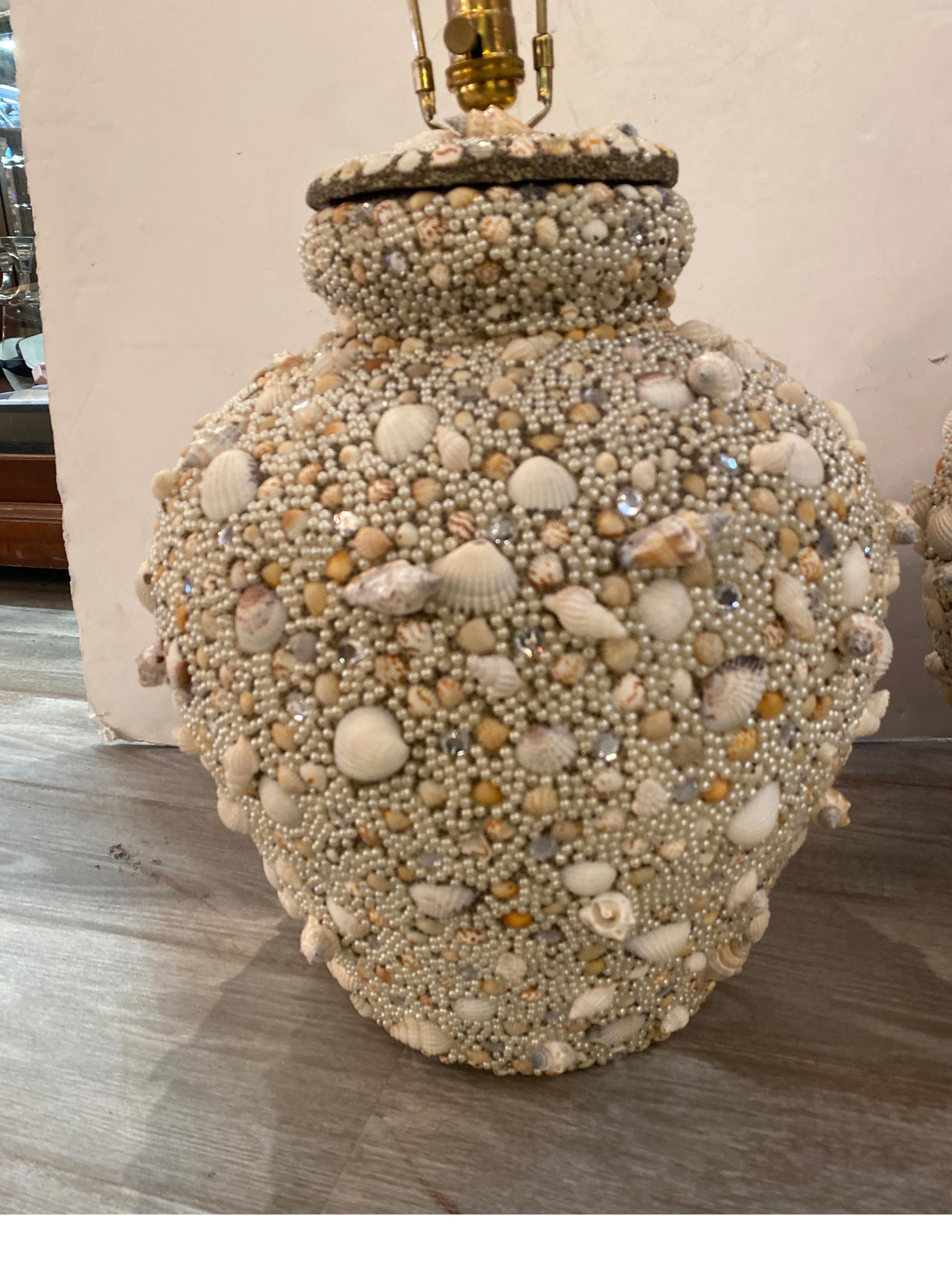 Pair of Oversize Shell and Pearl Table Lamps For Sale at 1stDibs