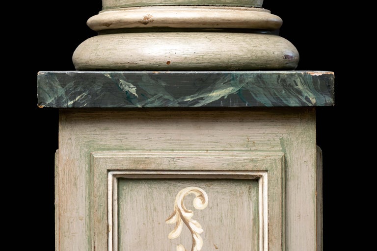 Pair of Paint Decorated Roman Columns Having Hand Painted Flowers ...
