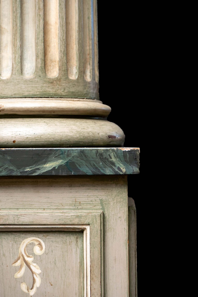 Pair of Paint Decorated Roman Columns Having Hand Painted Flowers ...
