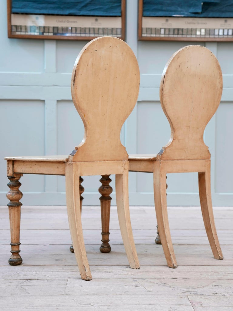 Pair of Painted 19th Century Hall Chairs For Sale at 1stDibs