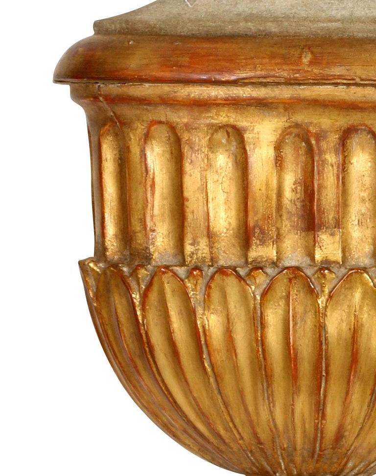 Pair of Painted and Parcel Gilt Wall Urns For Sale at 1stDibs