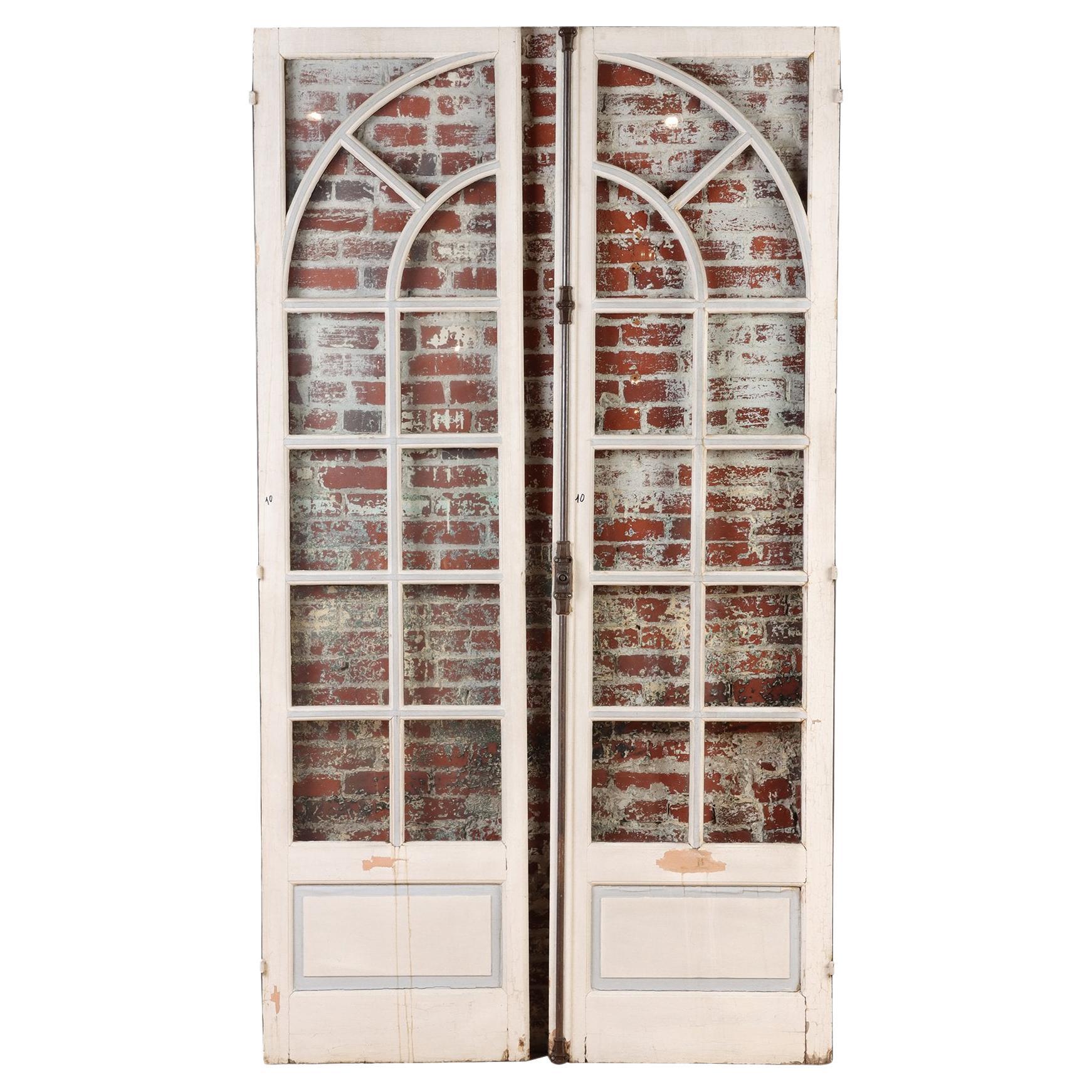Pair of Painted French Doors with Individual Panes, C 1900 at 1stDibs