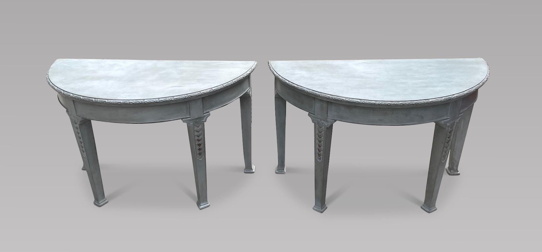 Pair of Painted Walnut Console Tables at 1stDibs