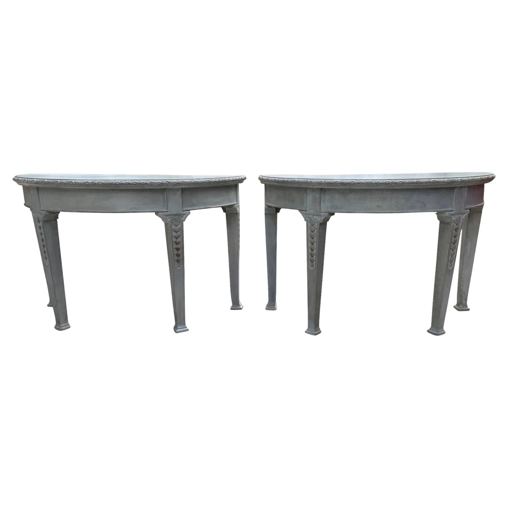 Pair of Painted Walnut Console Tables at 1stDibs