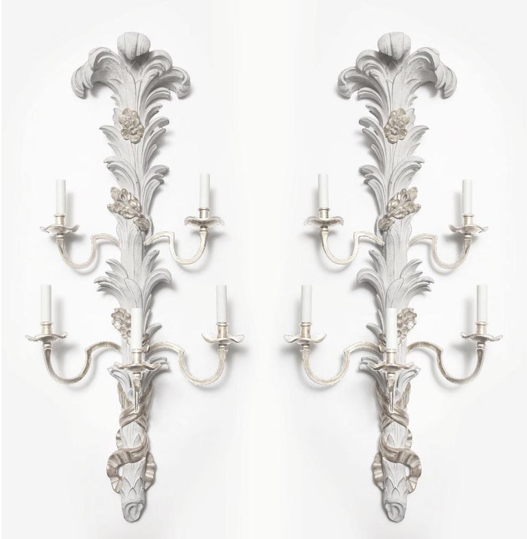 The Annabella Sconces by David Duncan, Parcel-Gilt Five Arm Wall Lights ...