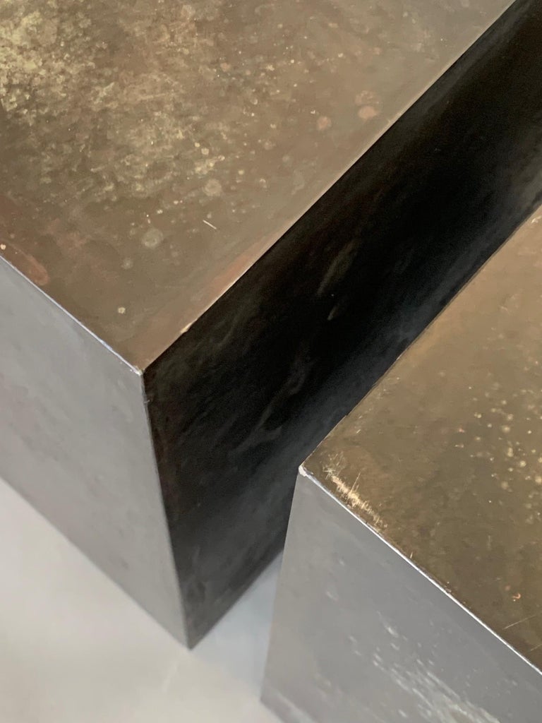 A Pair of Patinated Steel Cubes For Sale at 1stDibs