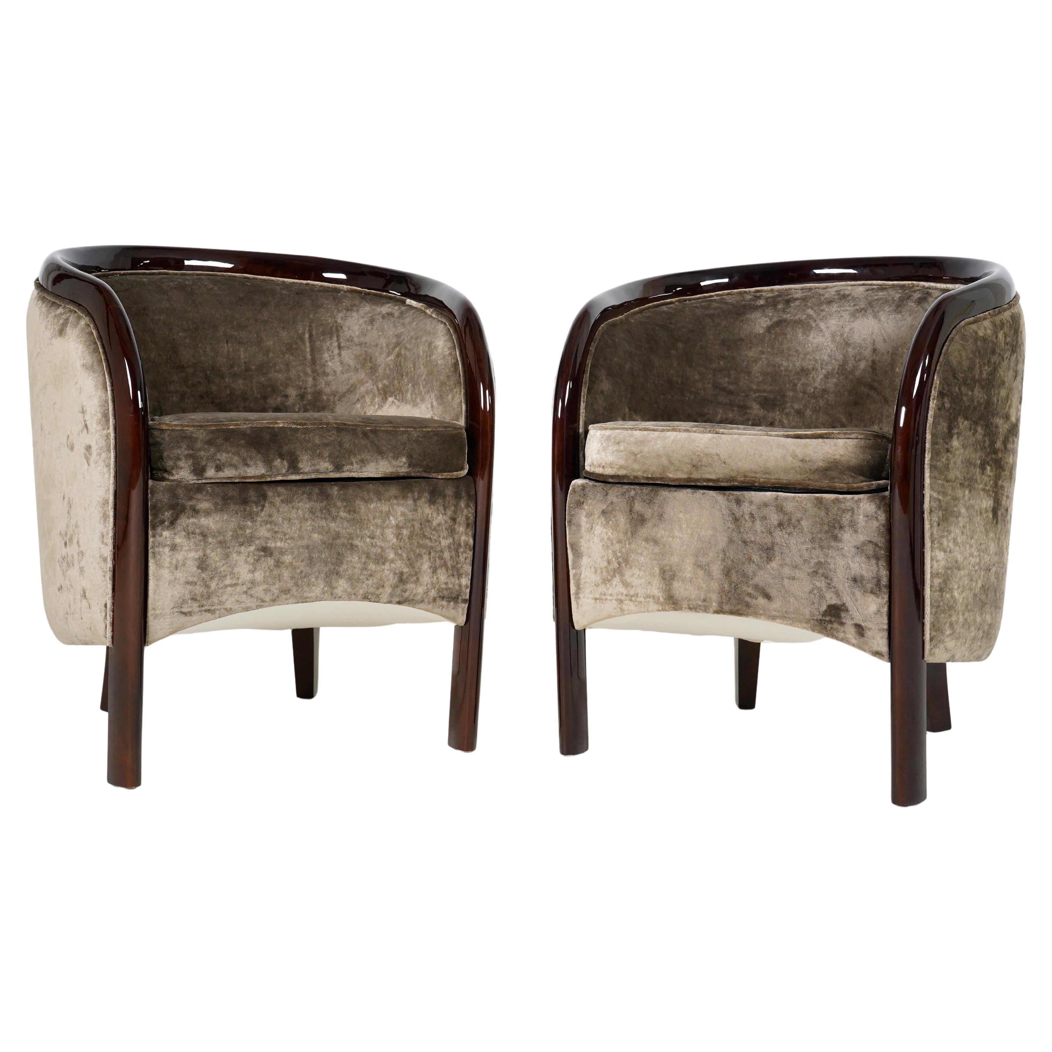 Pair of Petite Round Back Armchairs For Sale at 1stDibs