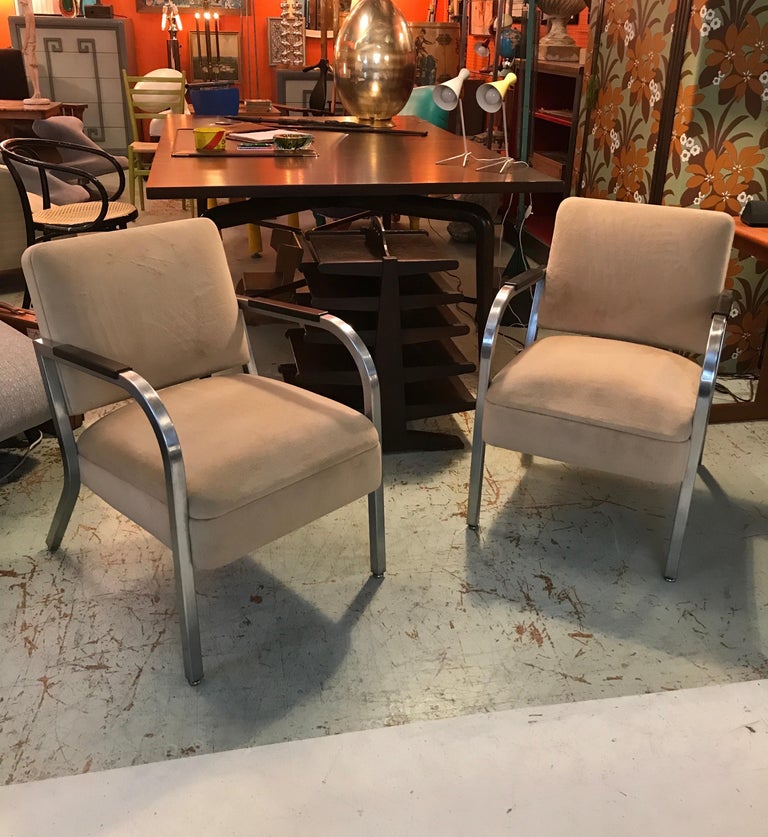 A Pair of Petite Square Tubing 1960's Club Chairs IMO Shaw Walker or ...