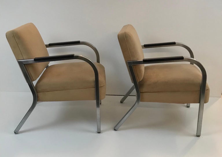 A Pair of Petite Square Tubing 1960's Club Chairs IMO Shaw Walker or ...