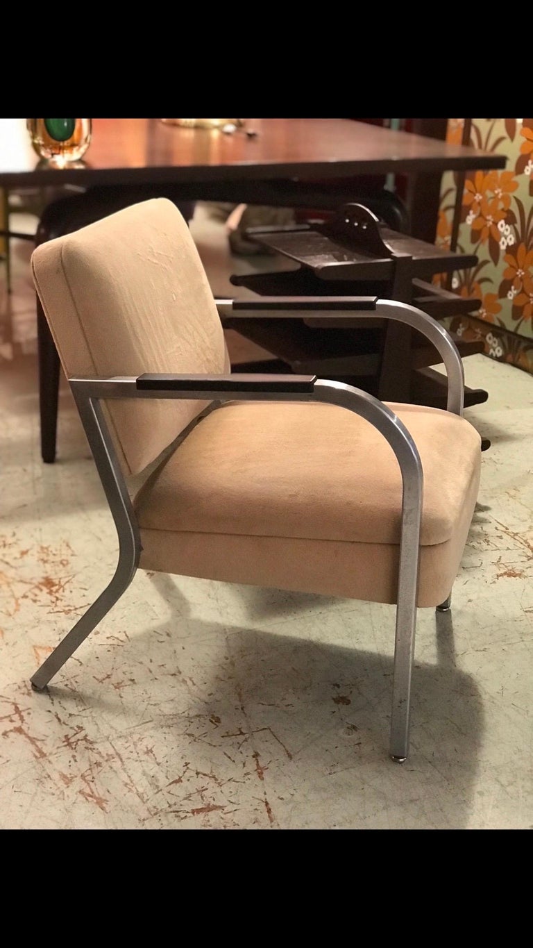 A Pair of Petite Square Tubing 1960's Club Chairs IMO Shaw Walker or ...