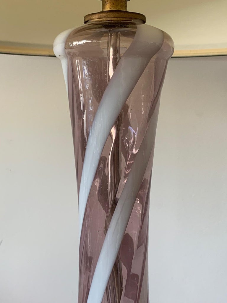 Pair of Pink Murano Glass Lamps For Sale at 1stDibs