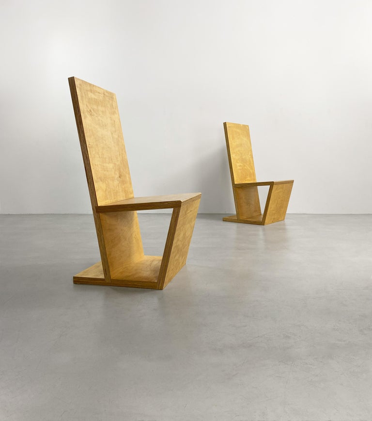 Pair of Plywood Dutch Constructivist Style Chairs at 1stDibs