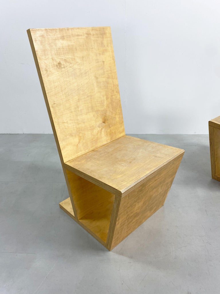 Pair of Plywood Dutch Constructivist Style Chairs at 1stDibs