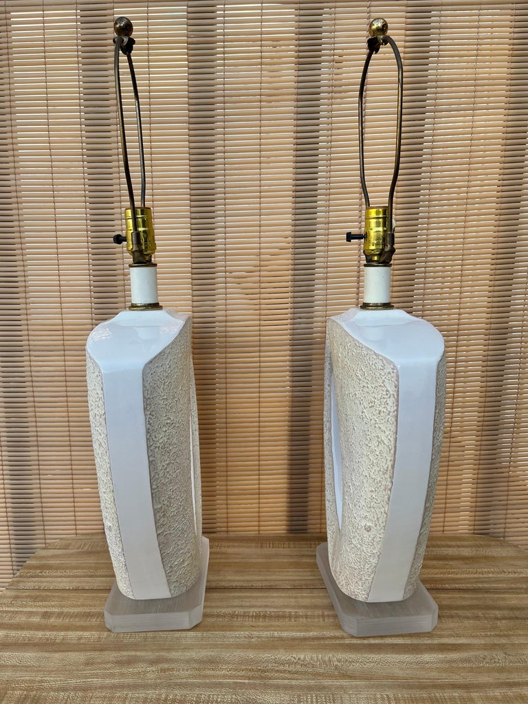 Pair of Postmodern 1980s Art Deco Revival Ceramic Table Lamps at 1stDibs
