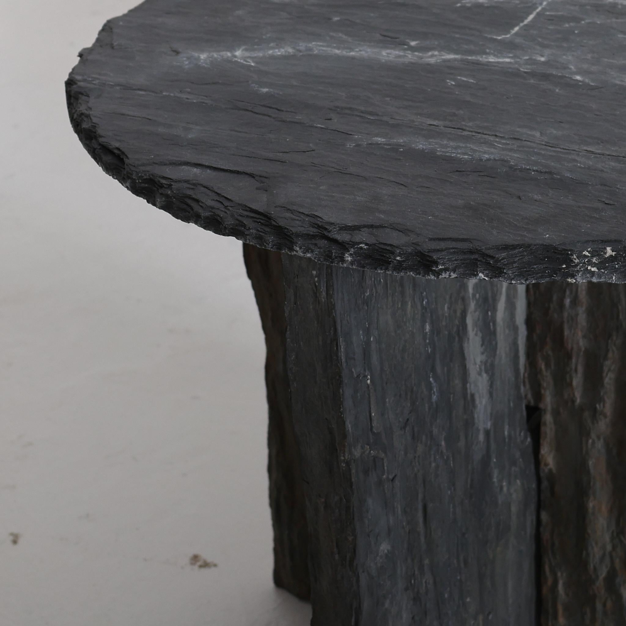 A Pair Of Primitive Riven Slate Low Side Tables For Sale at 1stDibs