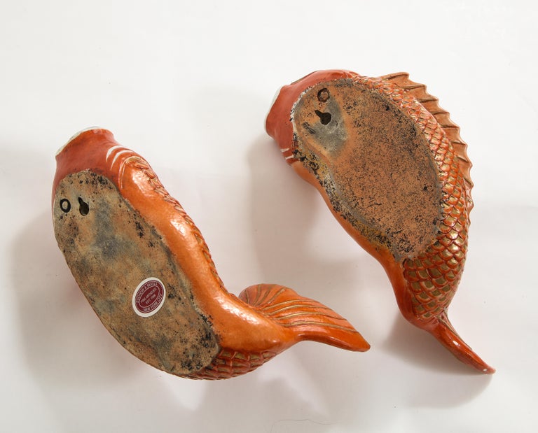 Pair of Qing Dynasty, 18th/19th C. Chinese Porcelain Carp Form Wall ...