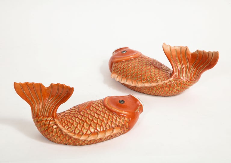 Pair of Qing Dynasty, 18th/19th C. Chinese Porcelain Carp Form Wall ...