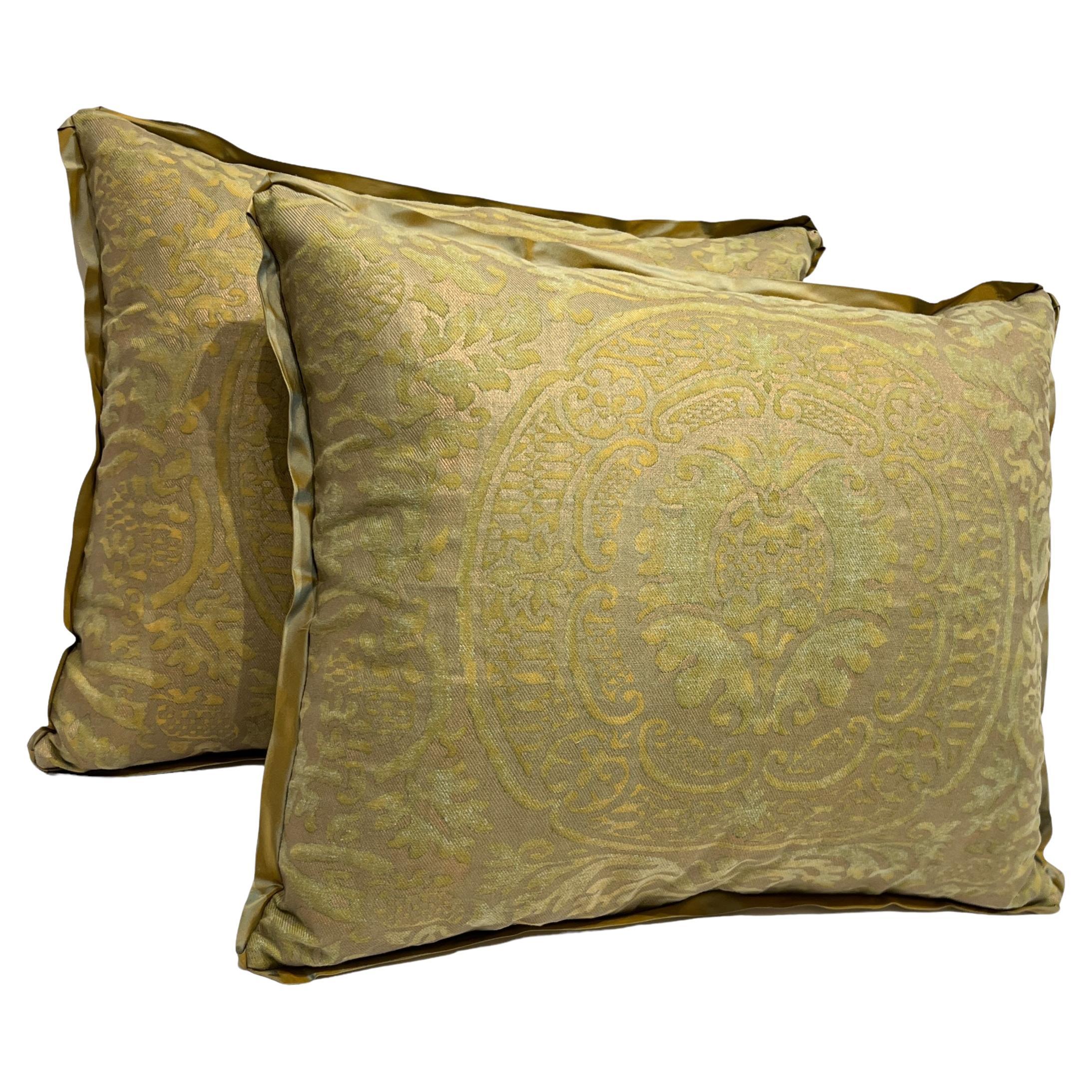 Pair of Orsini Patterned Fortuny Textile Pillows w/ Velvet Backs For ...