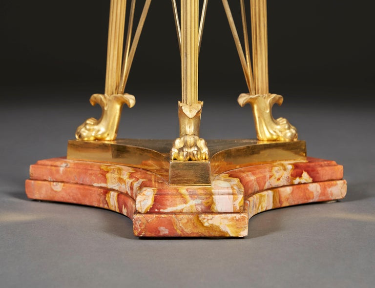 Pair of Red Marble and Gilded Bronze Occasional Tables For Sale at 1stDibs