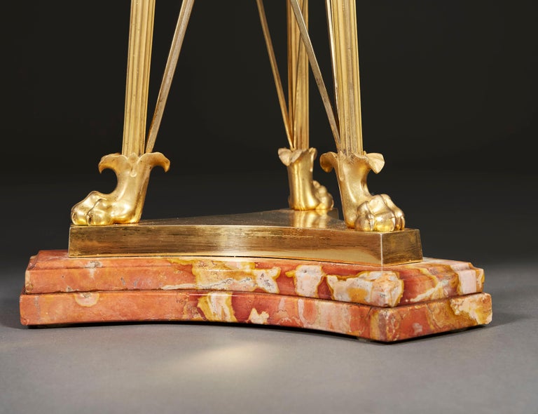 Pair of Red Marble and Gilded Bronze Occasional Tables For Sale at 1stDibs