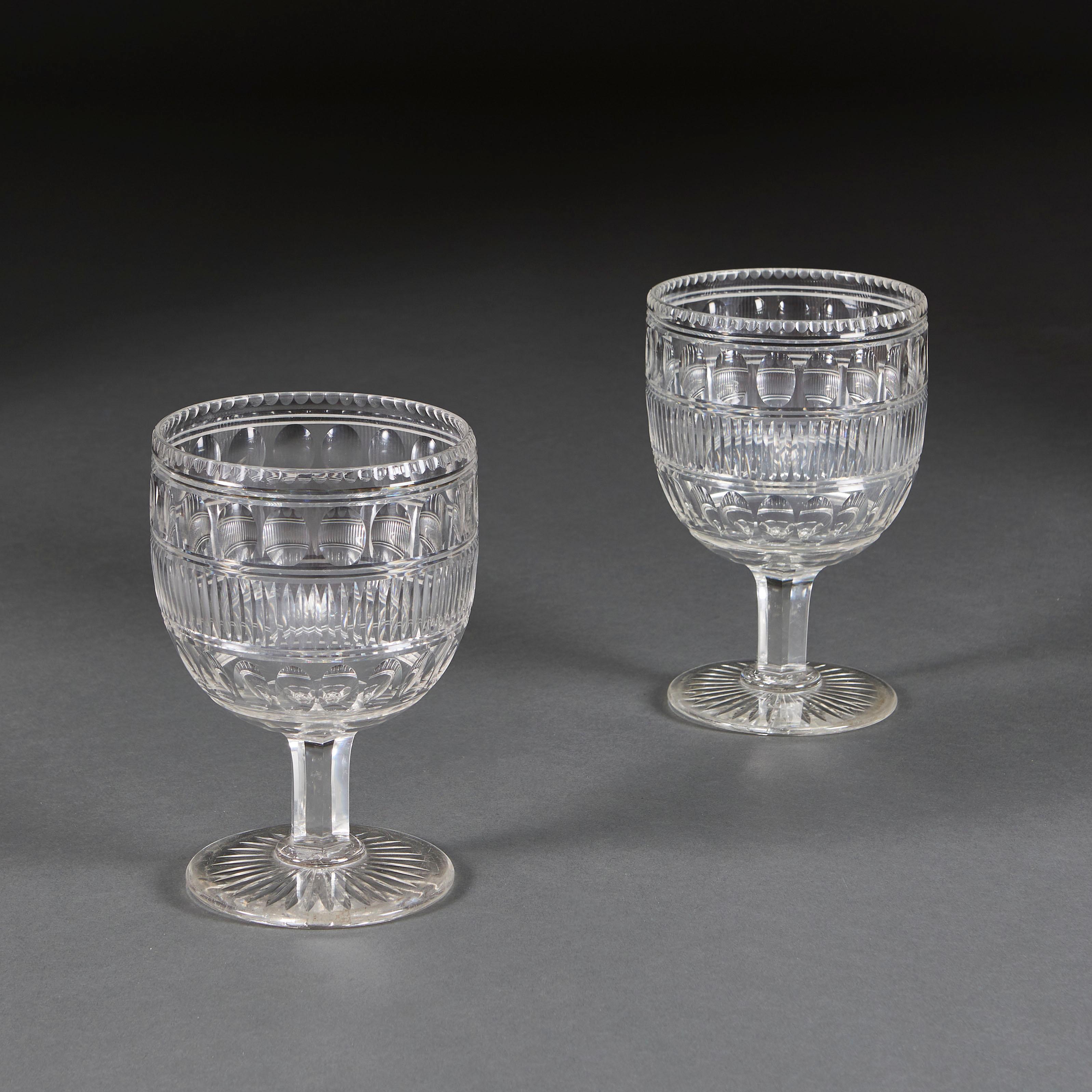 A pair of Regency cut glass goblet vases For Sale at 1stDibs