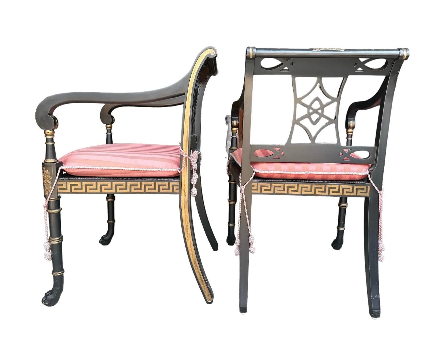 A Pair Of Regency Style Armchairs by Interior Crafts Of Chicago For ...
