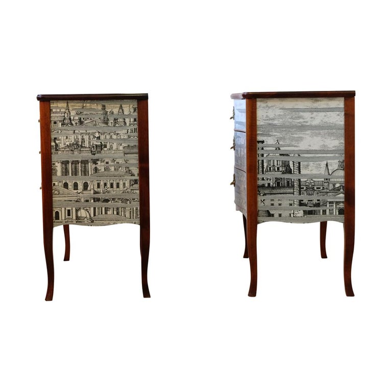 Pair of Rococo Style Chest with Fornasetti Design of Ancient Rome For ...