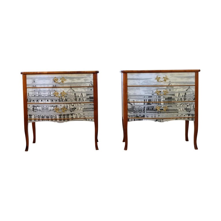 Pair of Rococo Style Chest with Fornasetti Design of Ancient Rome at ...