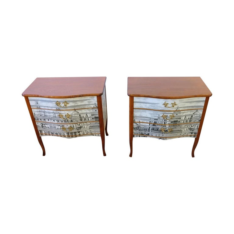 Pair of Rococo Style Chest with Fornasetti Design of Ancient Rome at ...