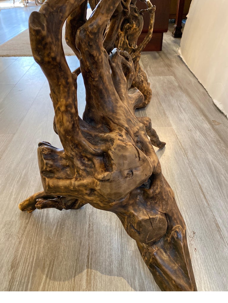 Pair of Root Wood and Bronze Side Tables For Sale at 1stDibs