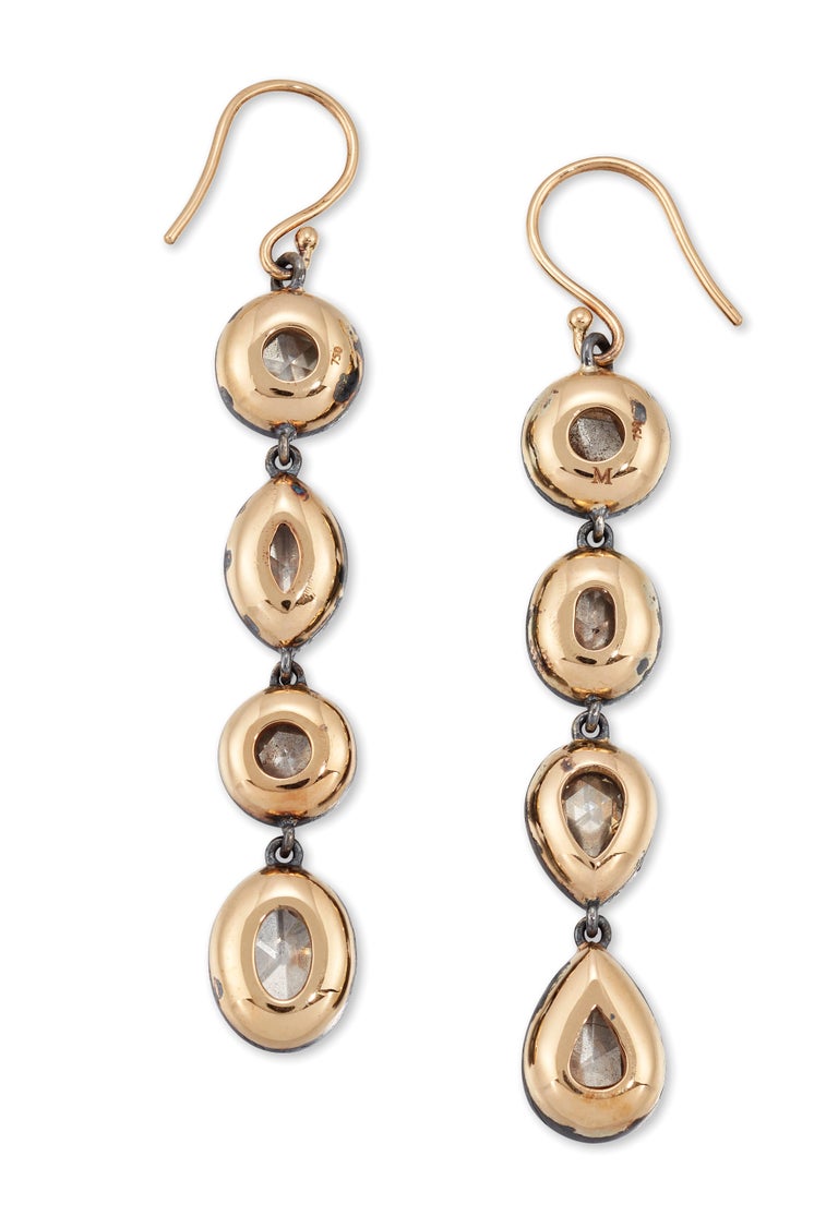 Pair of Rose-Cut Diamond Multi Shape Earrings For Sale at 1stDibs