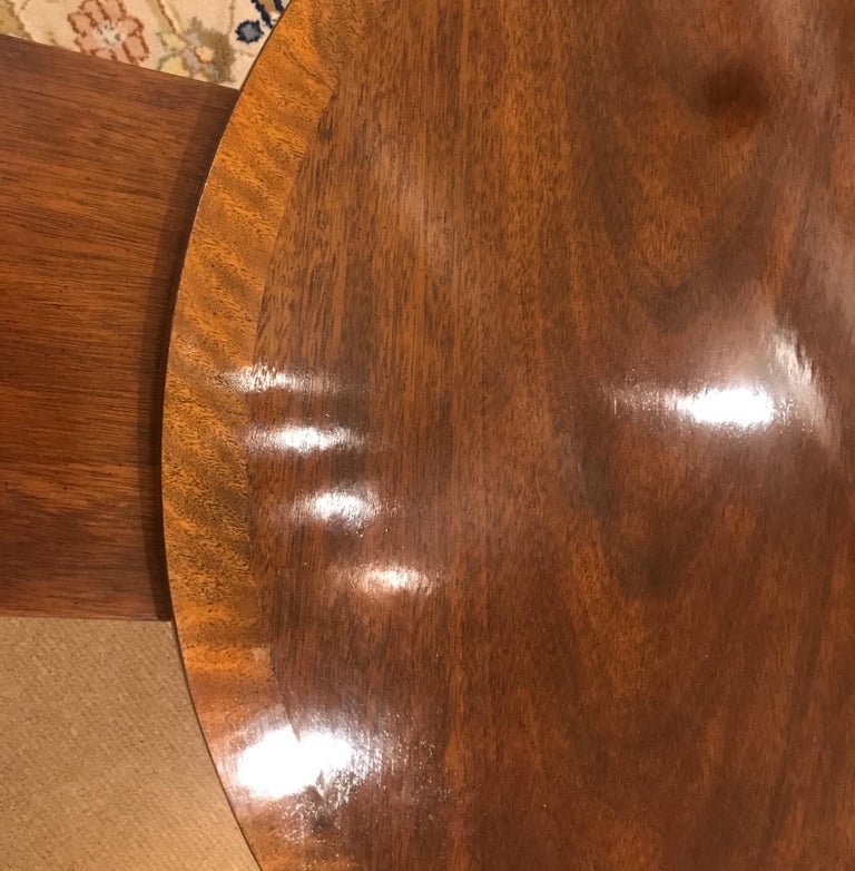 Pair of Round Flame Mahogany Inlaid Side Table by Baker Furniture at ...
