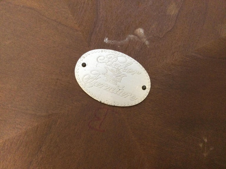 Pair of Round Light Walnut Side Tables by Baker Furniture at 1stDibs