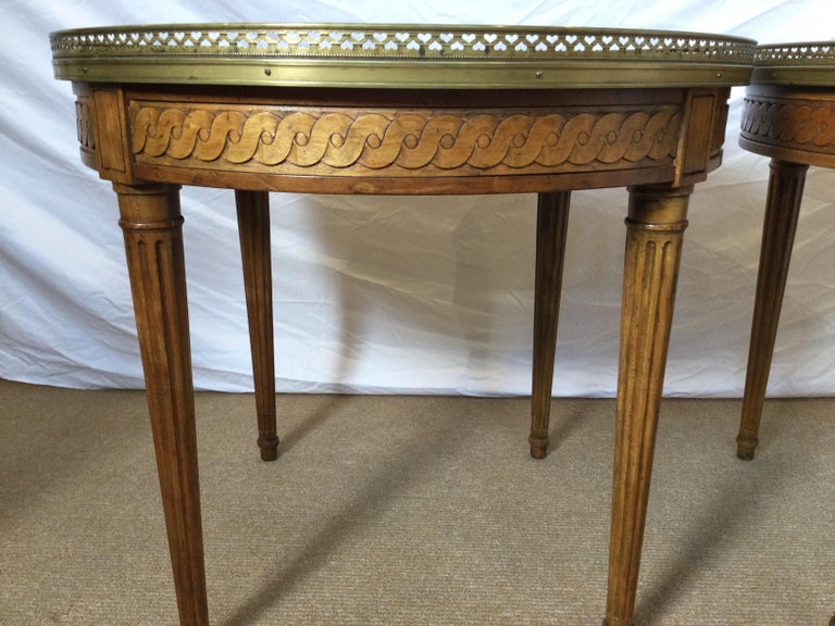 Pair of Round Light Walnut Side Tables by Baker Furniture at 1stDibs
