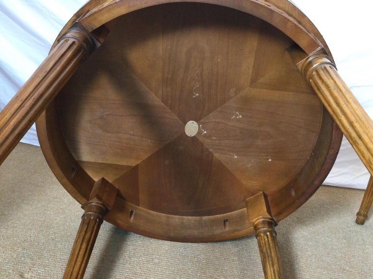 Pair of Round Light Walnut Side Tables by Baker Furniture at 1stDibs