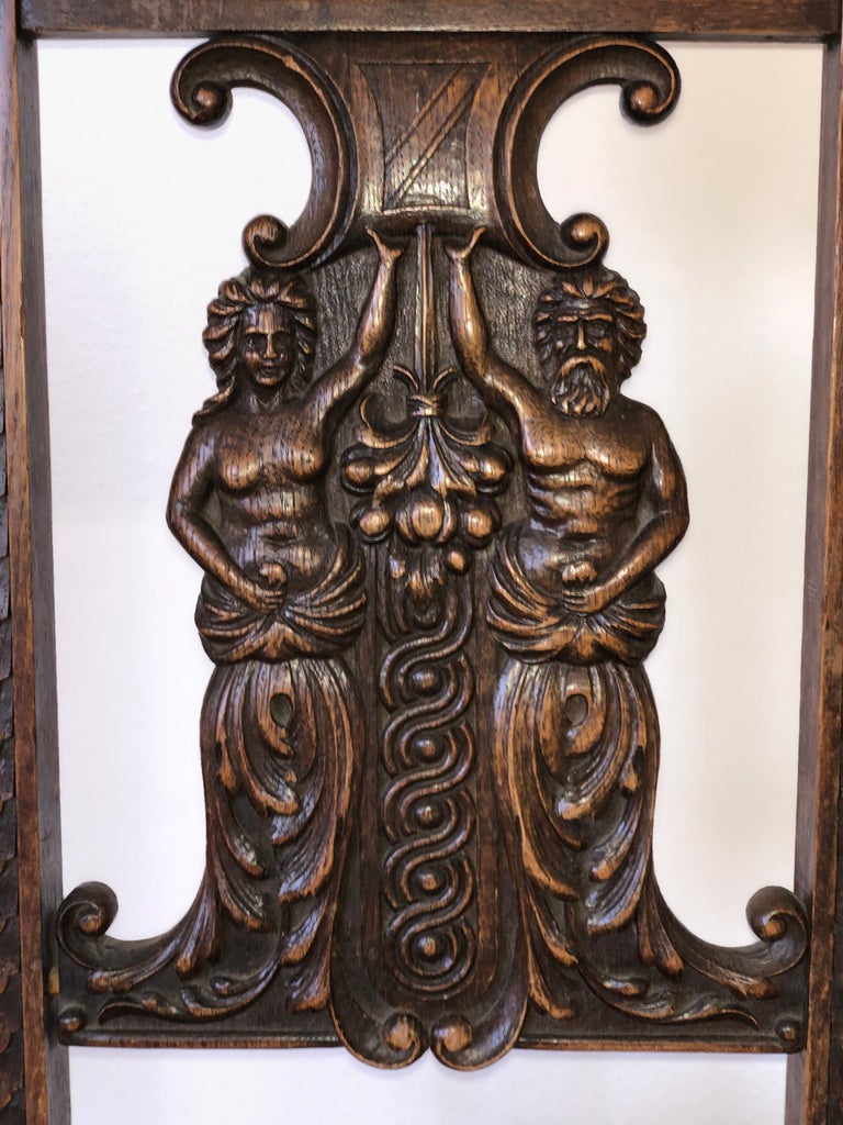 SALE Pair of Rustic Carved Wood Renaissance Style Italian Side Chairs ...