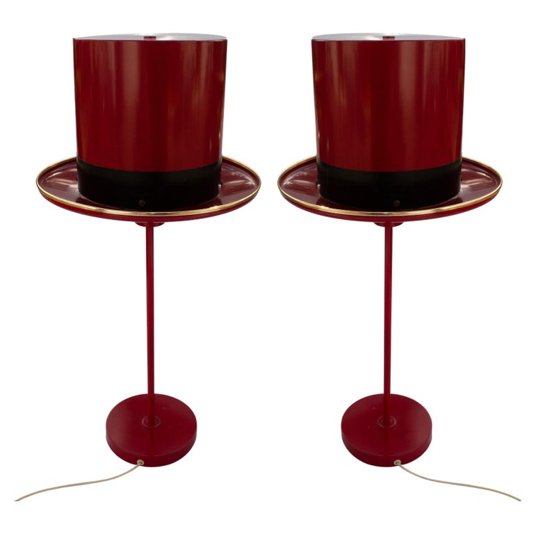 Pair of Scandinavian Modern Hans-Agne Jacobsson Red Table Lamps For ...