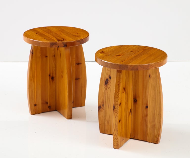 Pair of Scandinavian Pine Stools or Side Tables, circa 1970s For Sale ...