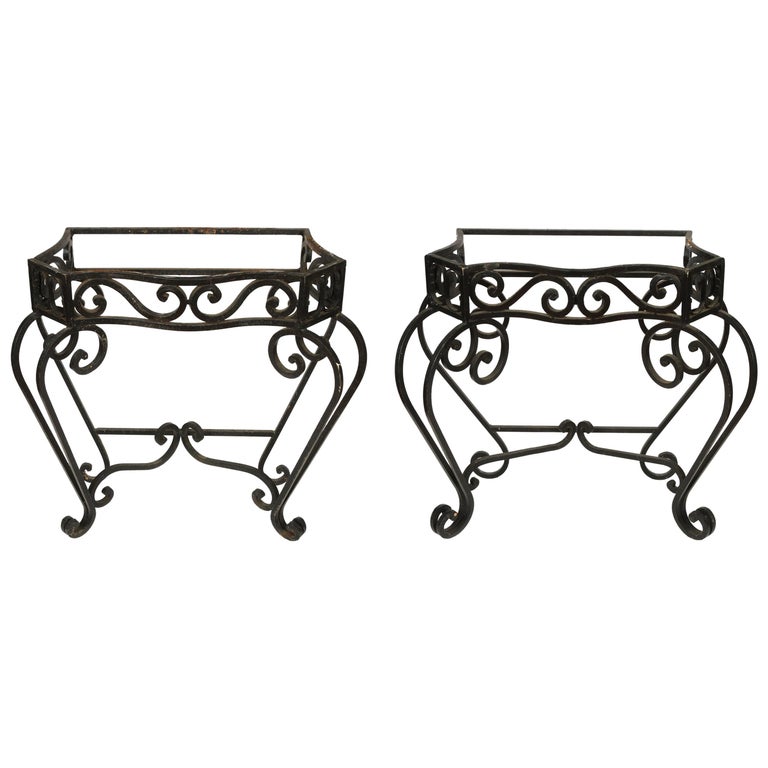 Pair of Scroll Iron Console Bases For Sale at 1stDibs